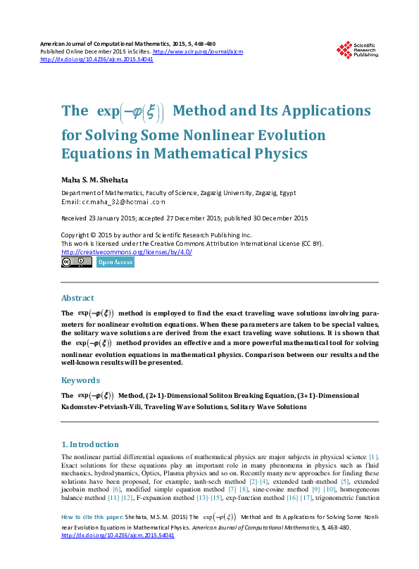 Pdf The Exp J X Method And Its Applications For Solving Some