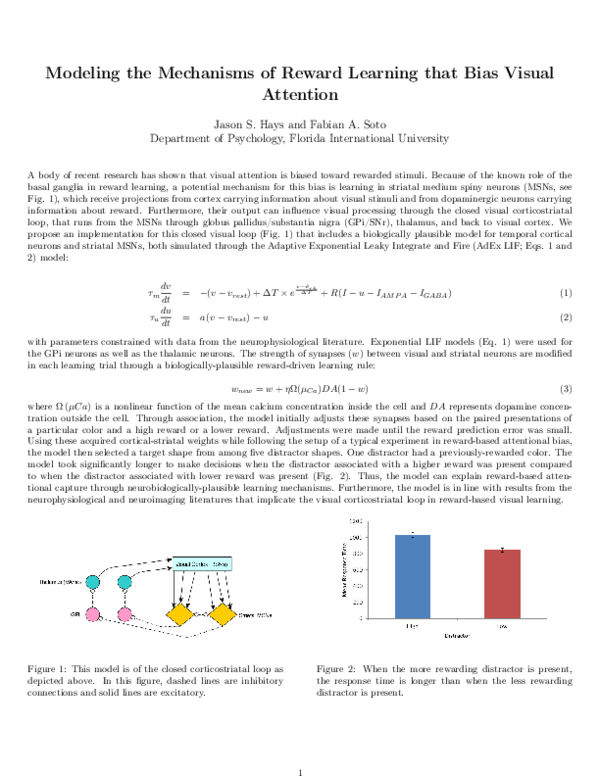 (PDF) Modeling the Mechanisms of Reward Learning that Bias Visual Attention