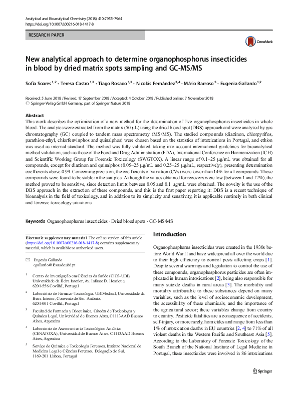 (PDF) DBS-GC-MS/MS for Detecting Insecticides in Blood