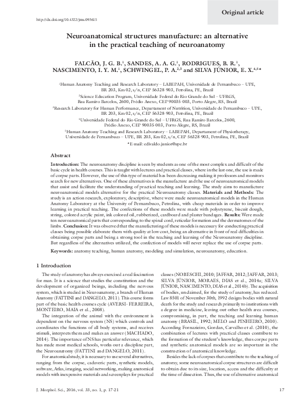 Pdf Neuroanatomical Structures Manufacture An Alternative In The