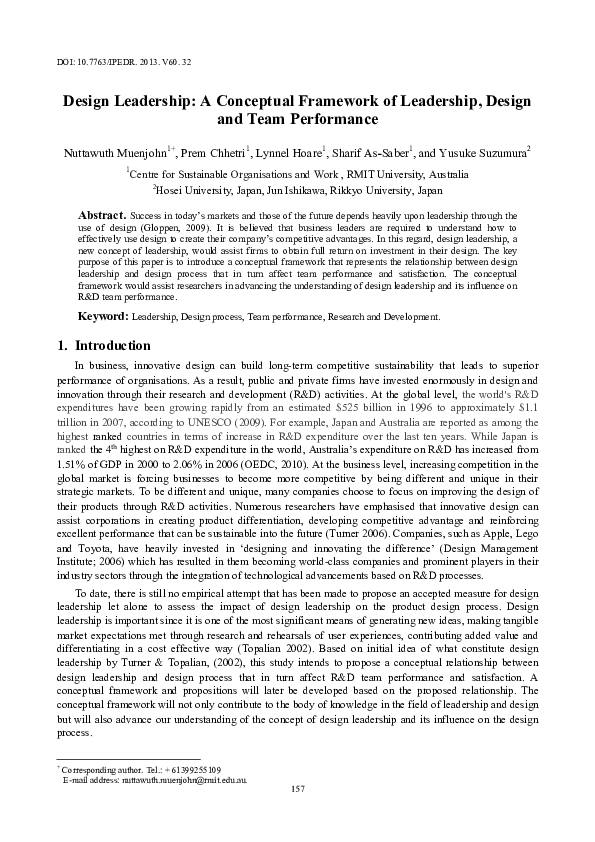 (PDF) Design leadership: a conceptual framework of leadership, design ...
