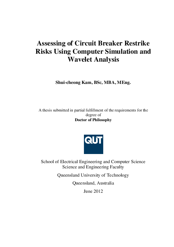 (PDF) Assessing of circuit breaker restrike risks using computer simulation and wavelet analysis