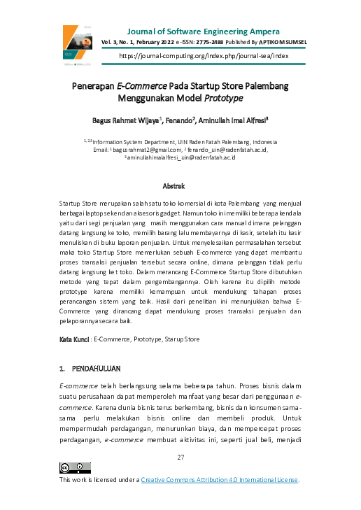 (PDF) Penerapan E-Commerce Pada Startup Store Palembang Menggunakan Model Prototype