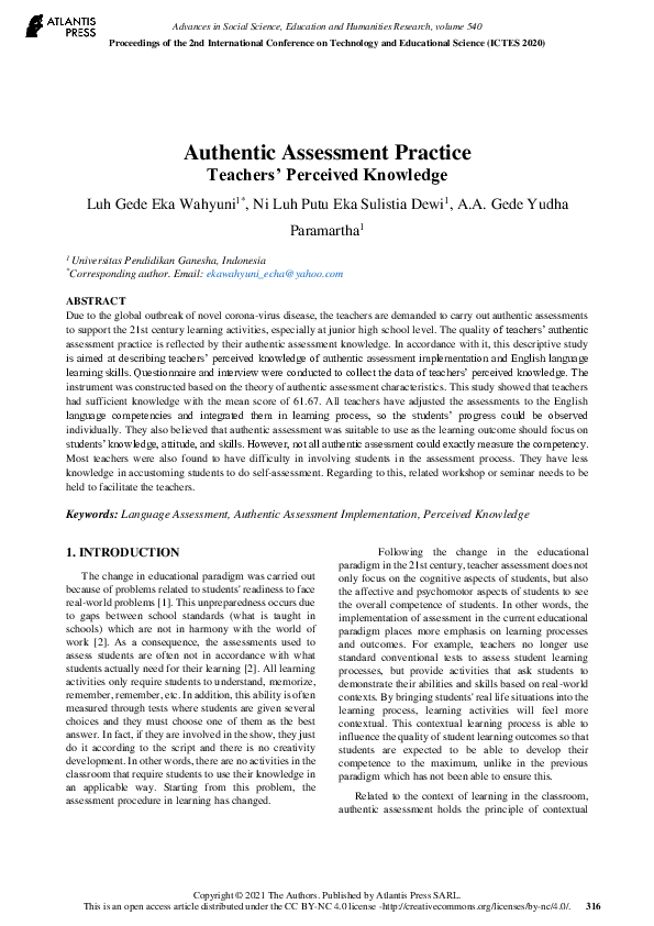 (PDF) Authentic Assessment Practice