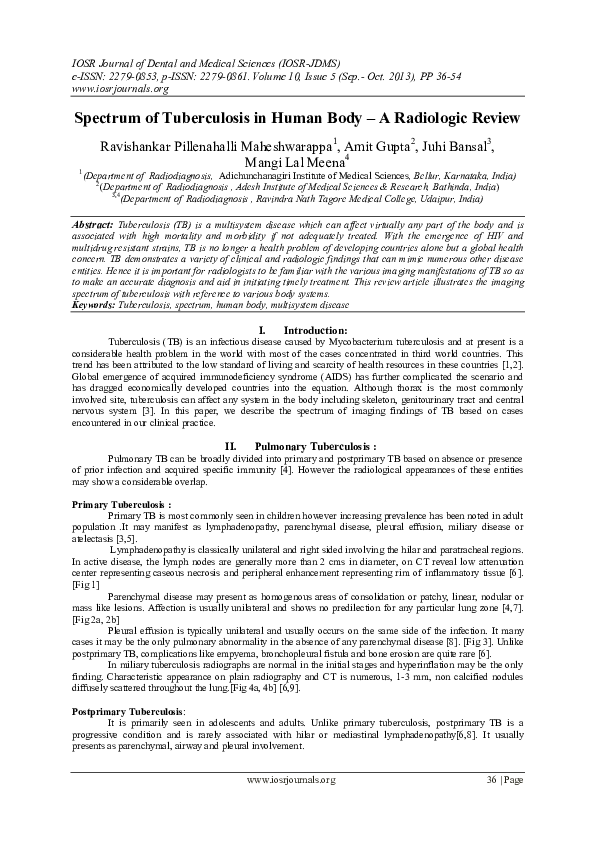 (PDF) Spectrum of Tuberculosis in Human Body – A Radiologic Review