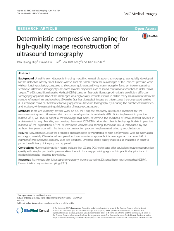 (PDF) Deterministic compressive sampling for high-quality image reconstruction of ultrasound ...