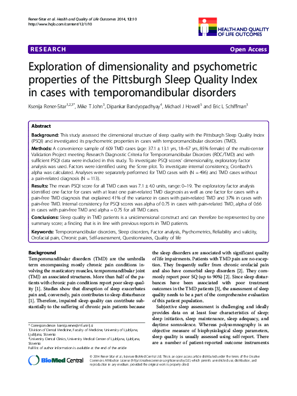 (PDF) Exploration of dimensionality and psychometric properties of the ...