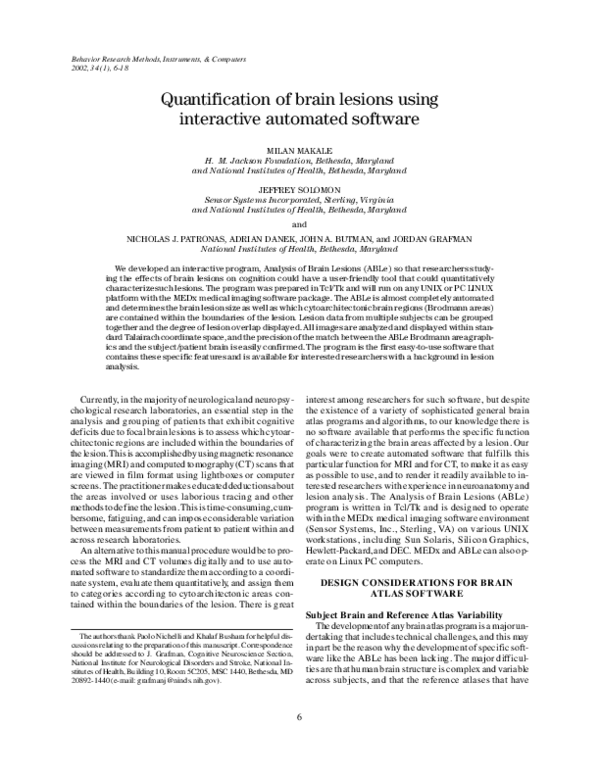 (PDF) Quantification of brain lesions using interactive automated software