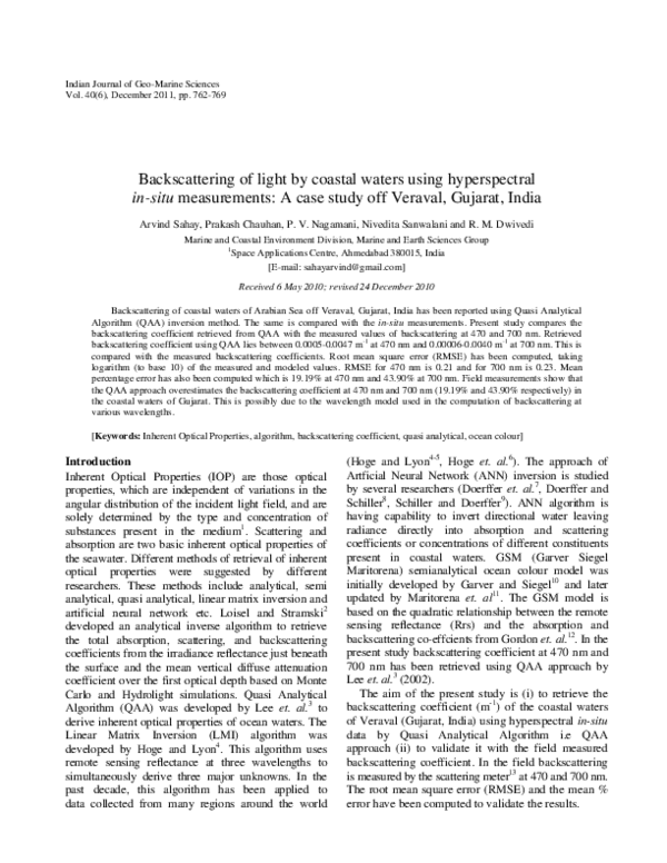 (PDF) Backscattering of light by coastal waters using hyperspectral in-situ measurements: A case ...