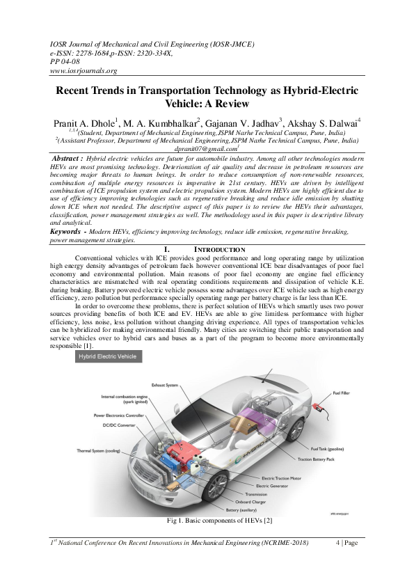 (PDF) Recent Trends in Transportation Technology as Hybrid-Electric ...