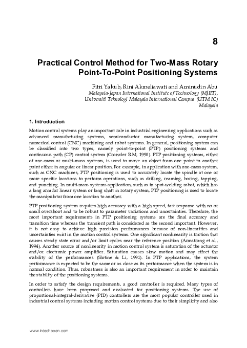 (PDF) Practical Control Method for Two-Mass Rotary Point-To-Point Positioning Systems
