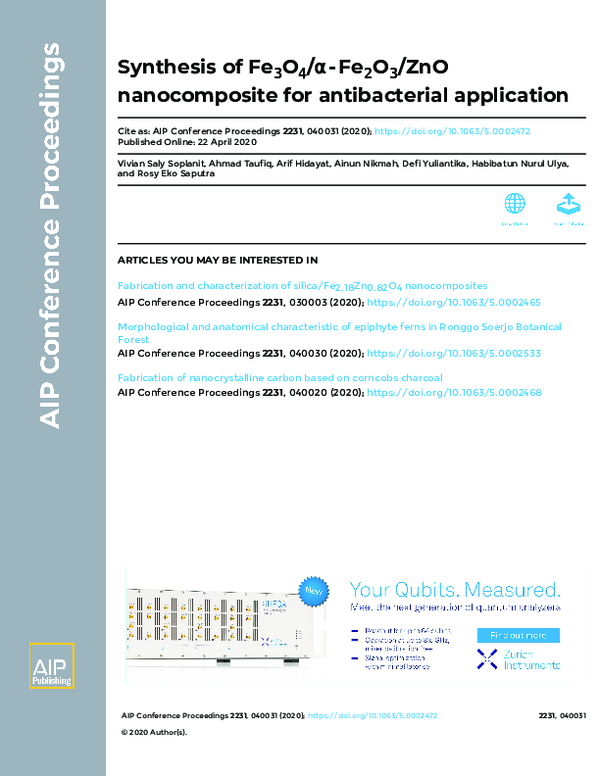 (PDF) Synthesis of Fe3O4/α-Fe2O3/ZnO nanocomposite for antibacterial ...