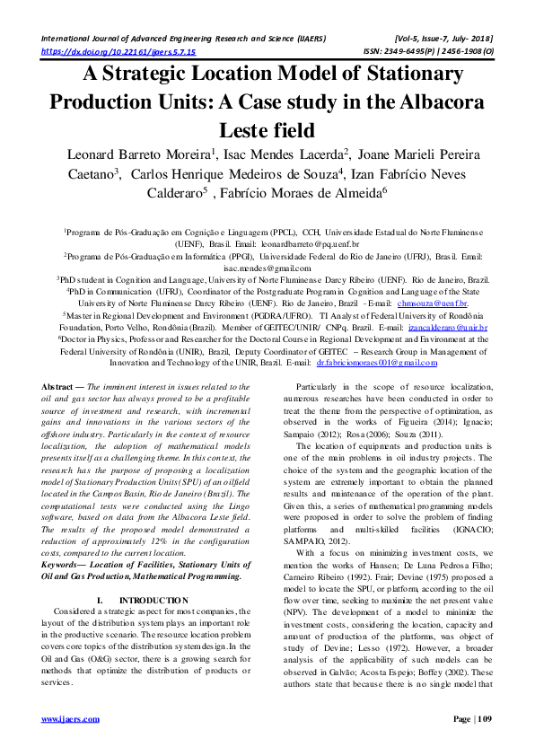 (PDF) A Strategic Location Model of Stationary Production Units: A Case ...