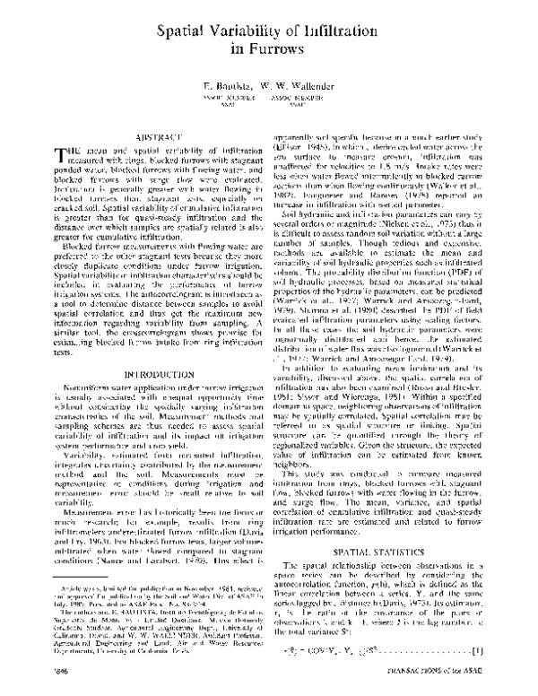 (PDF) Spatial Variability of Infiltration in Furrows