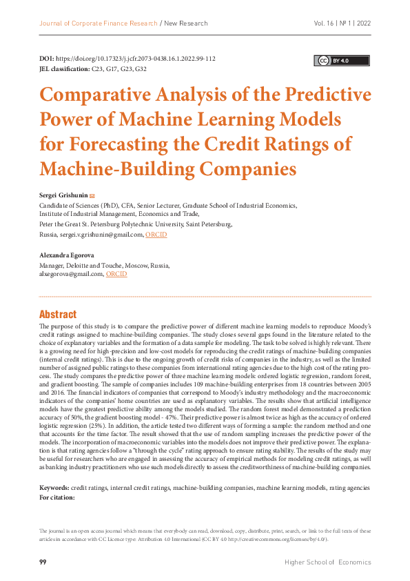 (PDF) Comparative Analysis of the Predictive Power of Machine Learning ...