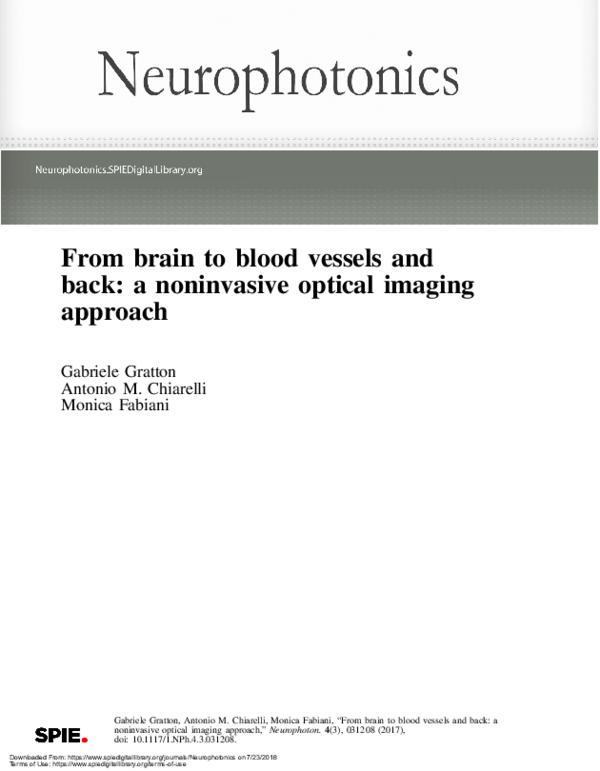 (PDF) From brain to blood vessels and back: a noninvasive optical ...