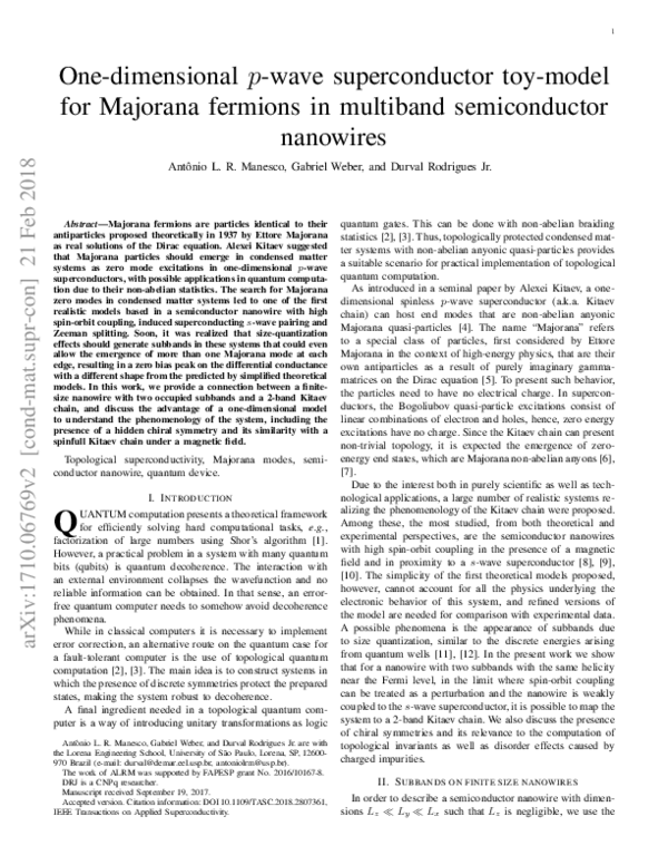 (PDF) One-Dimensional $p$-Wave Superconductor Toy-Model for Majorana ...