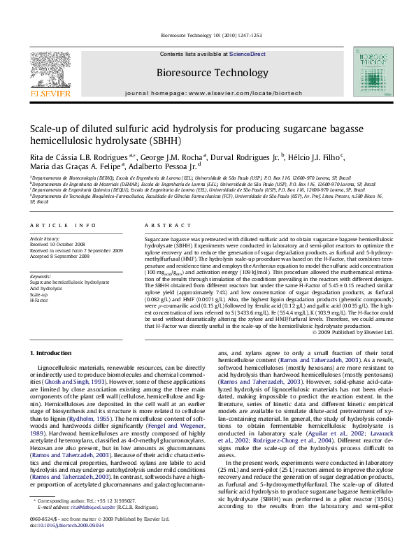 (PDF) Scale-up of diluted sulfuric acid hydrolysis for producing ...