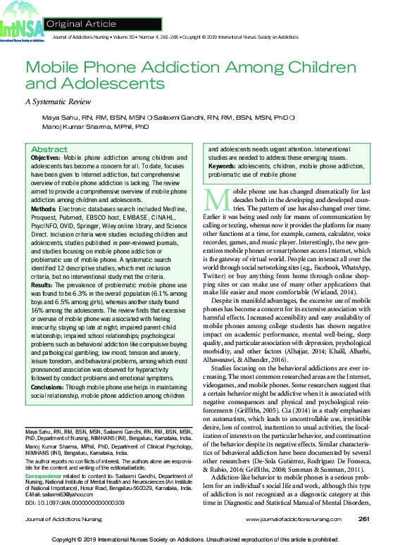 (PDF) Mobile Phone Addiction Among Children and Adolescents