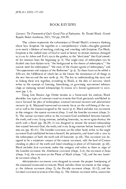 (PDF) Review of The Path of Faith: A Biblical Theology of Covenant and Law