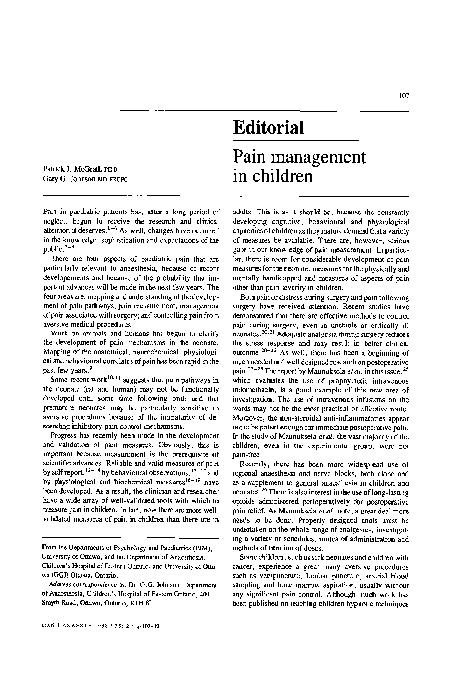 (PDF) Pain management in children
