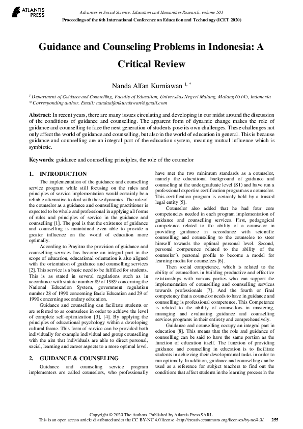(PDF) Guidance and Counseling Problems in Indonesia: A Critical Review