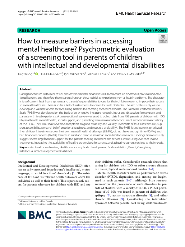 (PDF) How to measure barriers in accessing mental healthcare ...