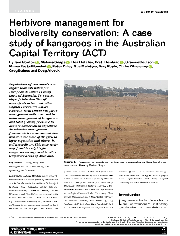 (PDF) Herbivore management for biodiversity conservation: A case study ...