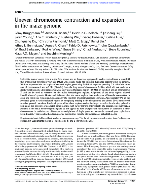 (PDF) Uneven chromosome contraction and expansion in the maize genome