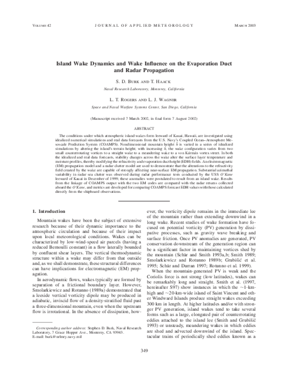 Pdf Island Wake Dynamics And Wake Influence On The Evaporation Duct And Radar Propagation
