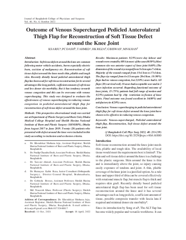 (PDF) Outcome of Venous Supercharged Pedicled Anterolateral Thigh Flap ...