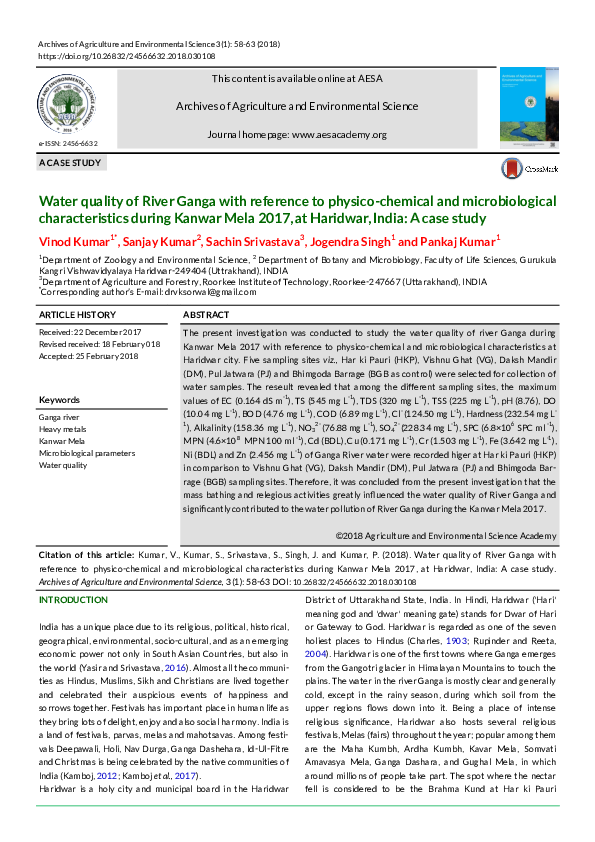 (PDF) Water Quality of River Ganga with Reference to Physico-Chemical ...
