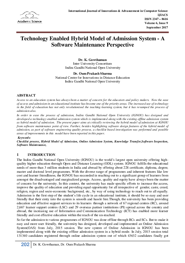 (PDF) Technology Enabled Hybrid Model of Admission System-A Software ...