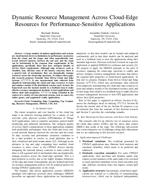 (PDF) Dynamic Resource Management Across Cloud-Edge Resources for ...