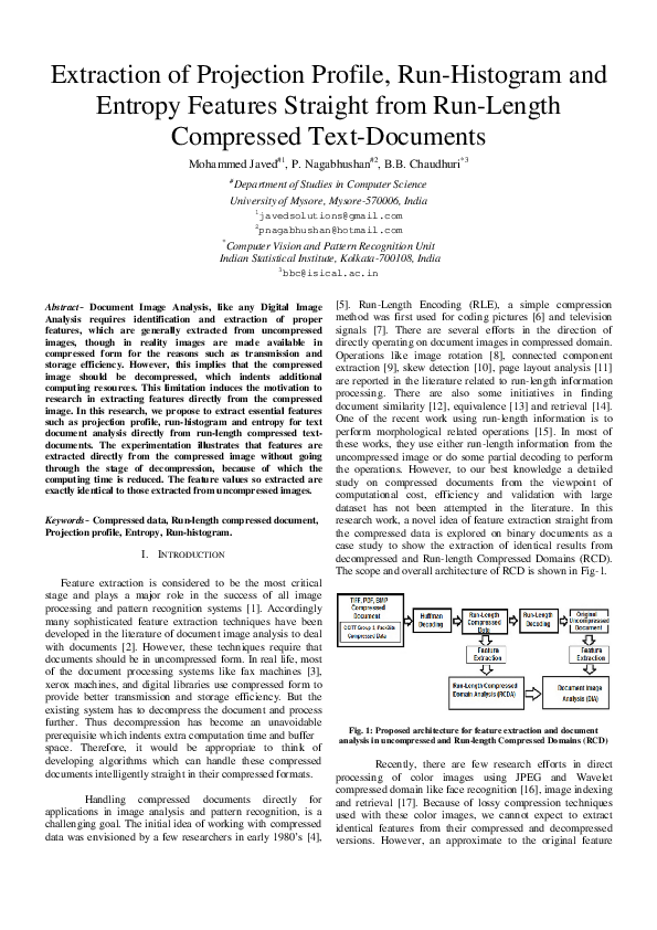 (PDF) Extraction of Projection Profile, Run-Histogram and Entropy ...