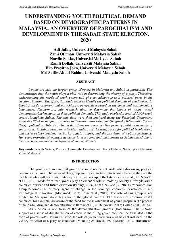(PDF) Understanding youth political demand based on demographic ...