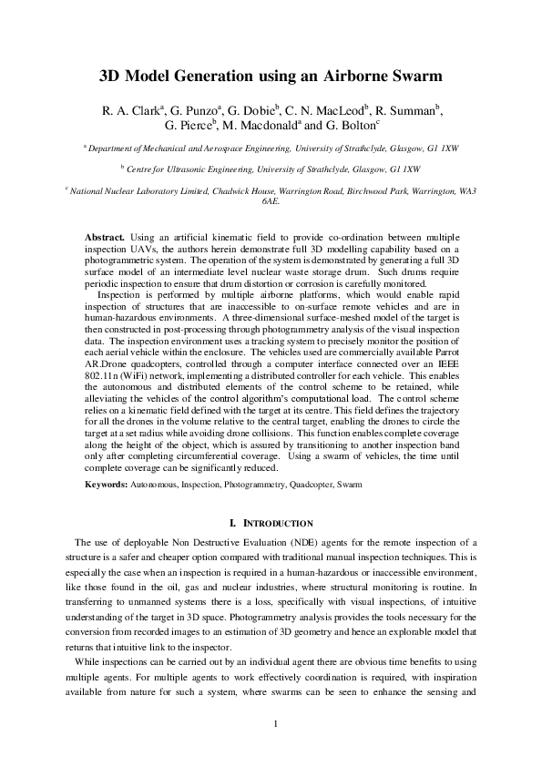 (PDF) 3D model generation using an airborne swarm