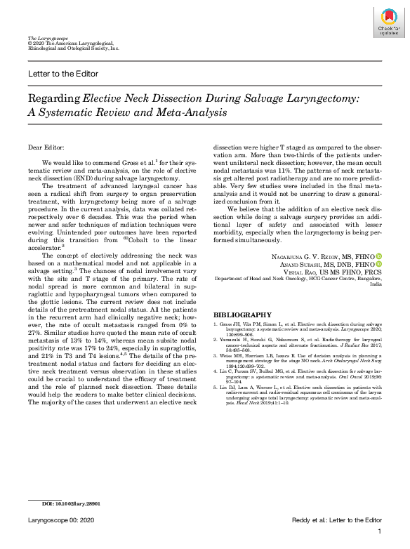 (PDF) Regarding Elective Neck Dissection During Salvage Laryngectomy: A ...