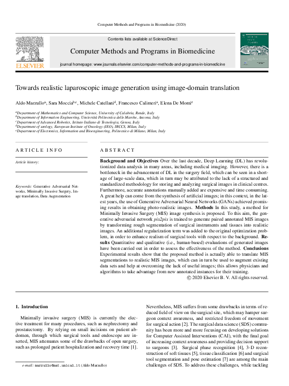 Pdf Towards Realistic Laparoscopic Image Generation Using Image Domain Translation