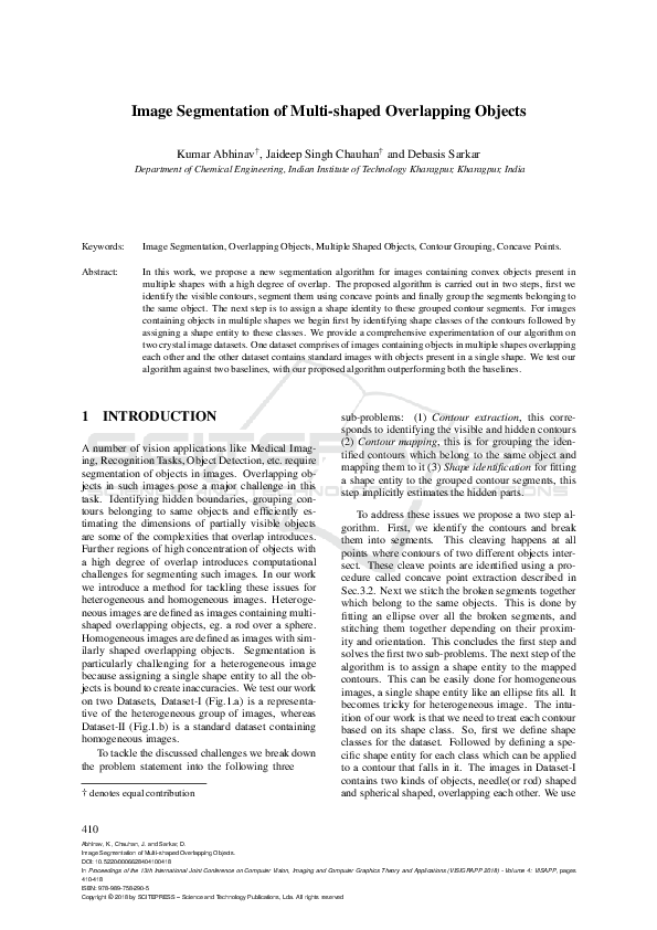 (PDF) Image Segmentation of Multi-shaped Overlapping Objects