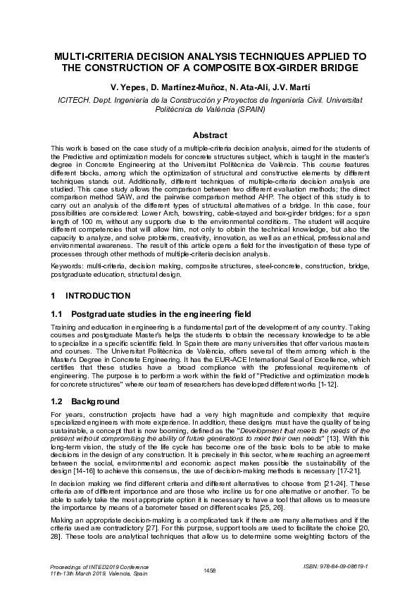(PDF) Multi-Criteria Decision Analysis Techniques Applied to the Construction of a Composite Box ...
