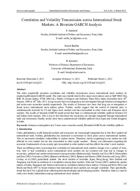 (PDF) 2012, ‘Correlation and volatility transmission across ...