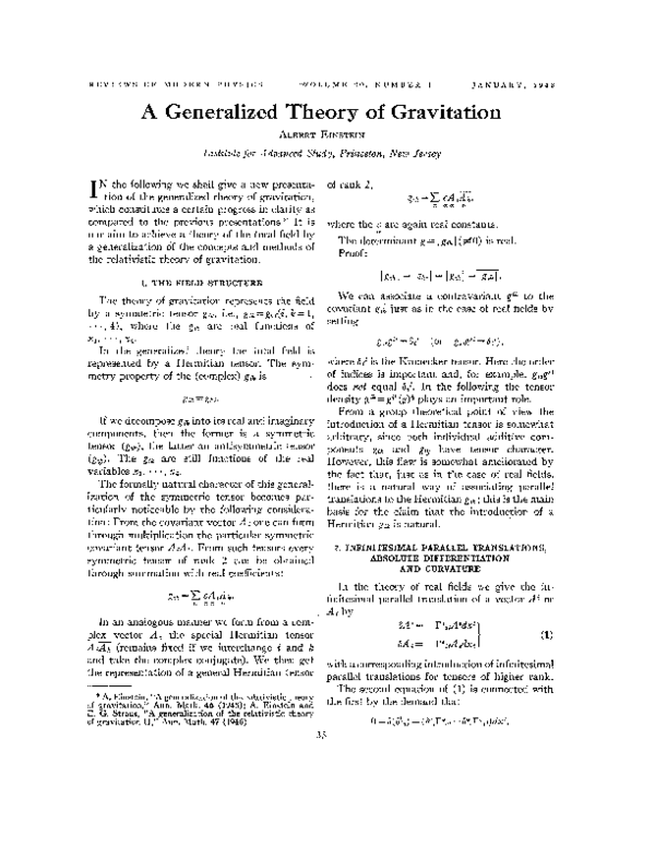 (PDF) A Generalized Theory of Gravitation