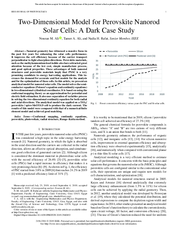 (PDF) Two-Dimensional Model for Perovskite Nanorod Solar Cells: A Dark Case Study