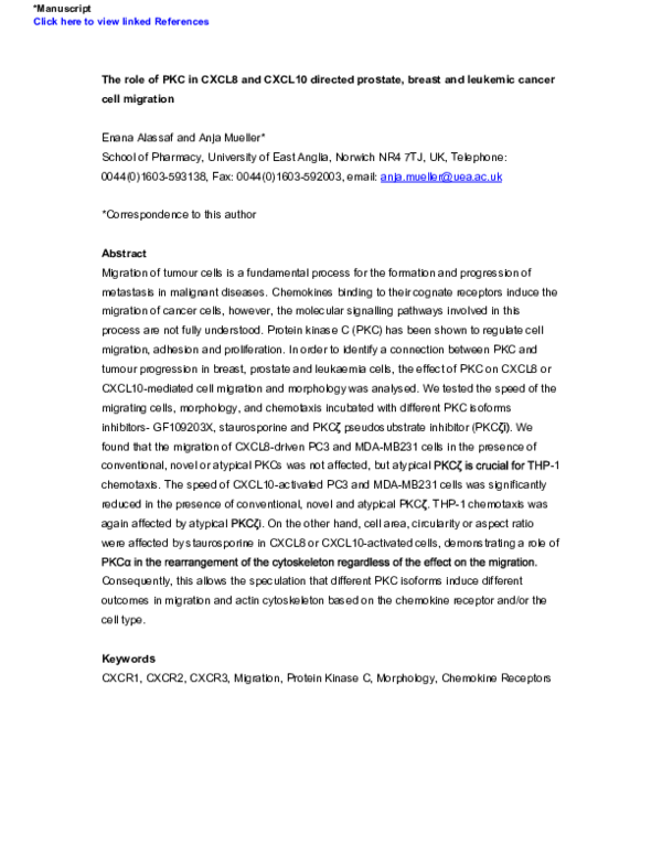 (PDF) The role of PKC in CXCL8 and CXCL10 directed prostate, breast and ...