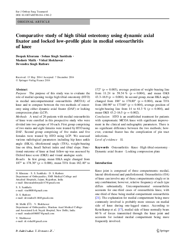 (PDF) Comparative study of high tibial osteotomy using dynamic axial fixator and locked low ...