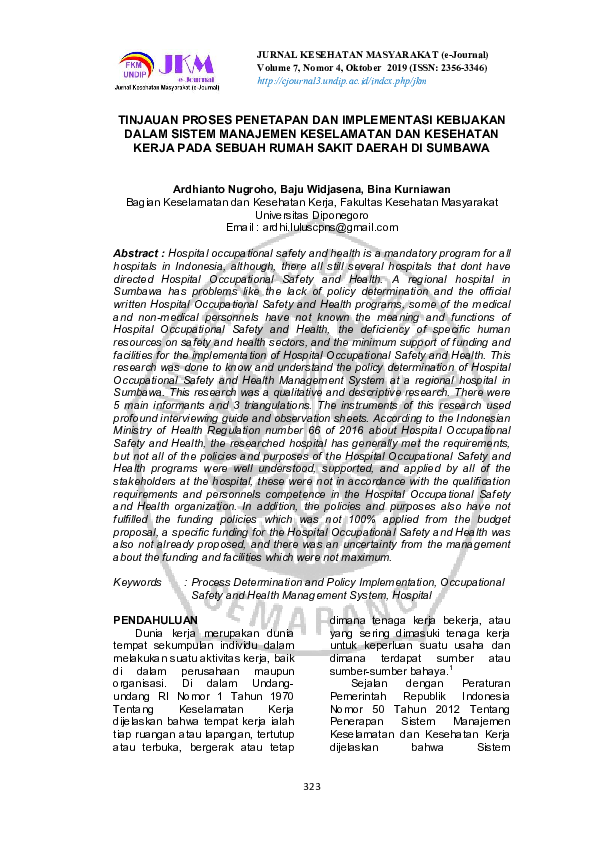 (PDF) Overview of Process Determination and Policy Implementation of Occupational Safety and ...