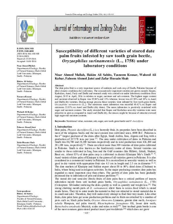 (PDF) Susceptibility of different varieties of stored date palm fruits ...