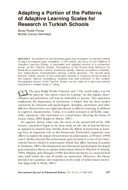 (PDF) Adapting a Portion of the Patterns of Adaptive Learning Scales ...