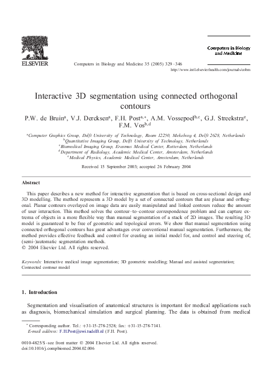 (PDF) Interactive 3D segmentation using connected orthogonal contours